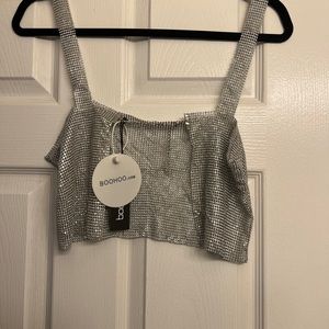 Boohoo | Tops | Chainmail Square Neck Crop Top | Poshmark